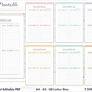 Box Content List Template Printable, Moving Process Plan, Moving ...