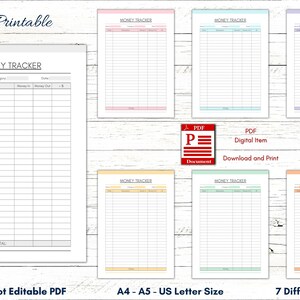 Printable Money Tracker, Printable Personal Finance Tracker, Money Log ...