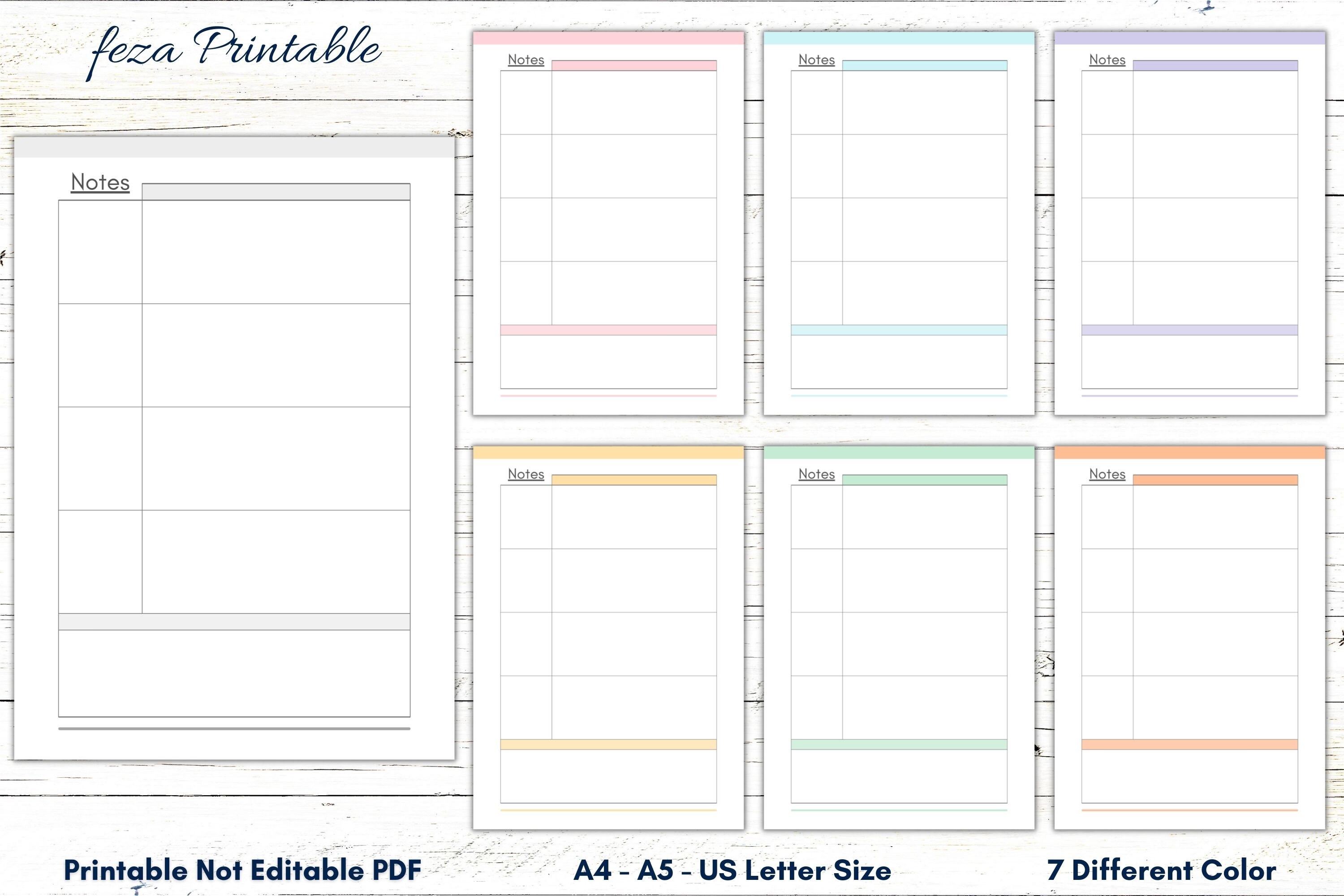 Printable Note Taking Pages, Blank Note Pages Template, Student Note ...
