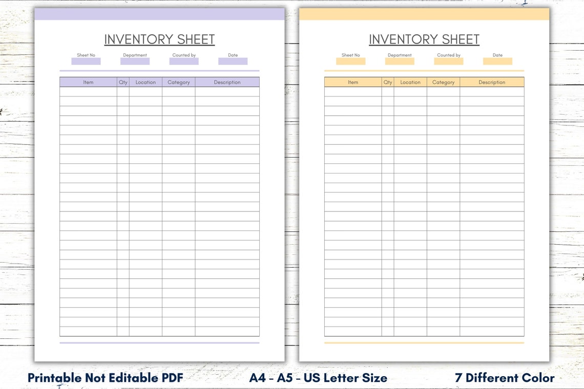 Printable Inventory Count Sheet, Inventory Count Insert, Printable ...