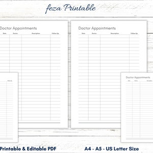 Doctor Appointment Printable Template, Doctor Appointment Tracker ...