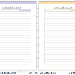 Printable One Line A Day and Month at A Glance Template, PDF Monthly ...