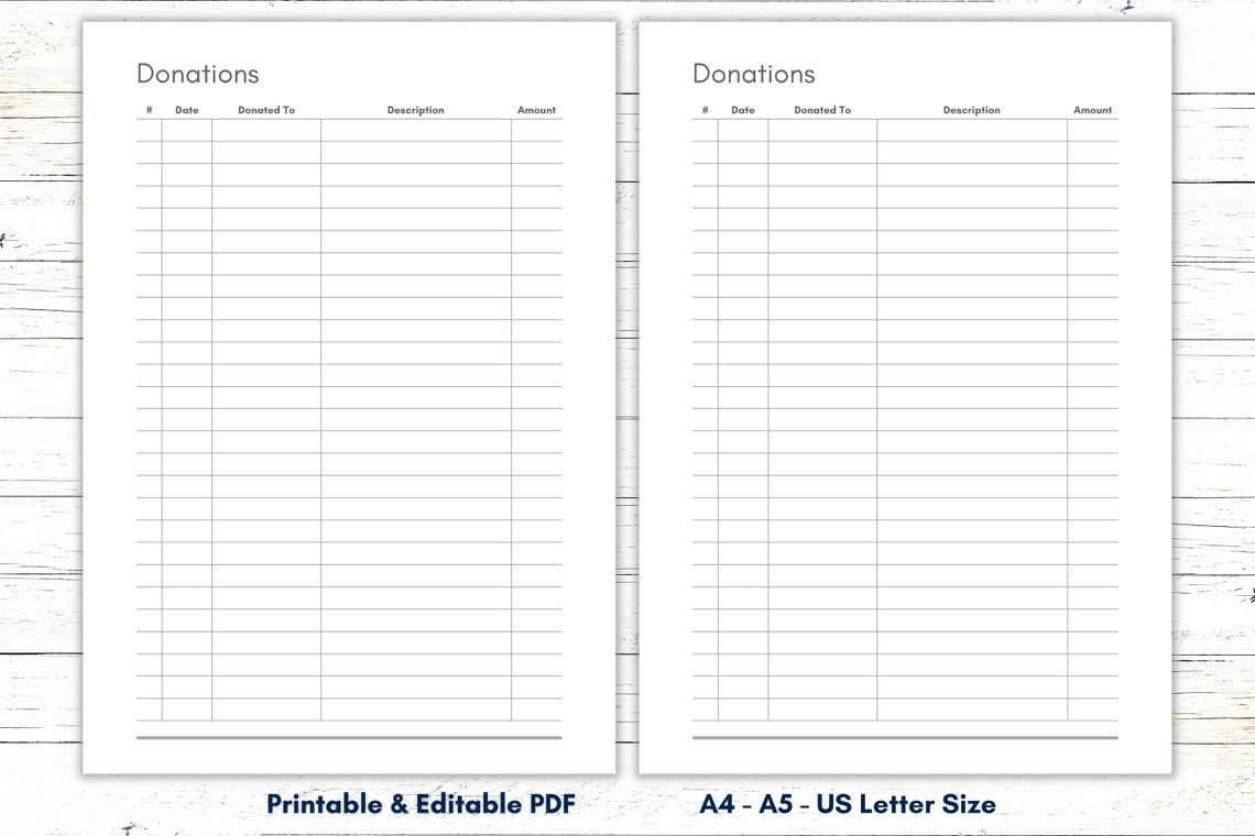 Donation Tracker Printable , Donation Form, Donation Sign, Donations ...