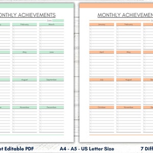 Printable Monthly Achievements Tracker, Goals Organizer (PDF) - Etsy