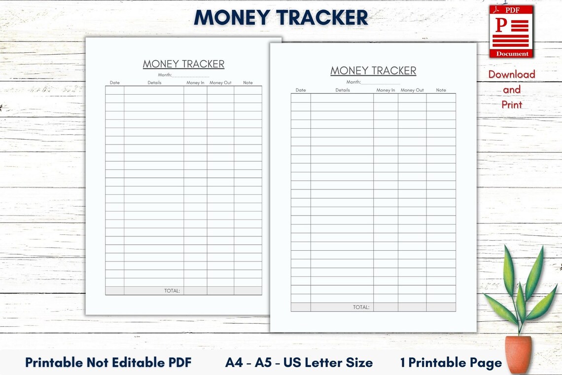 Printable Money Tracker Printable Personal Finance Tracker | Etsy