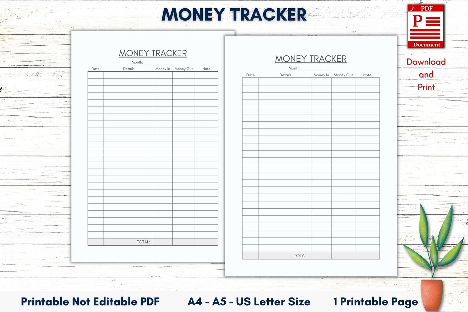 Printable Money Tracker Printable Personal Finance Tracker | Etsy