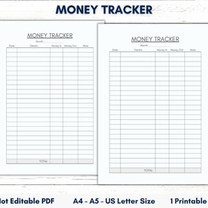 Printable Money Tracker Printable Personal Finance Tracker | Etsy