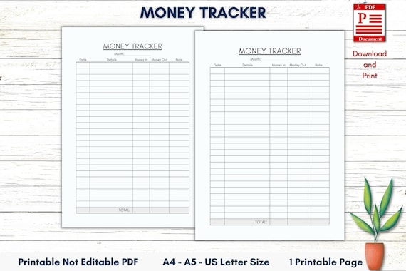 Printable Money Tracker Printable Personal Finance Tracker | Etsy