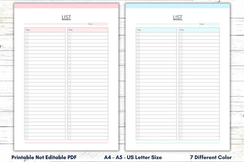 Blank List Template Printable Blank Checklist, Daily Weekly Yearly ...