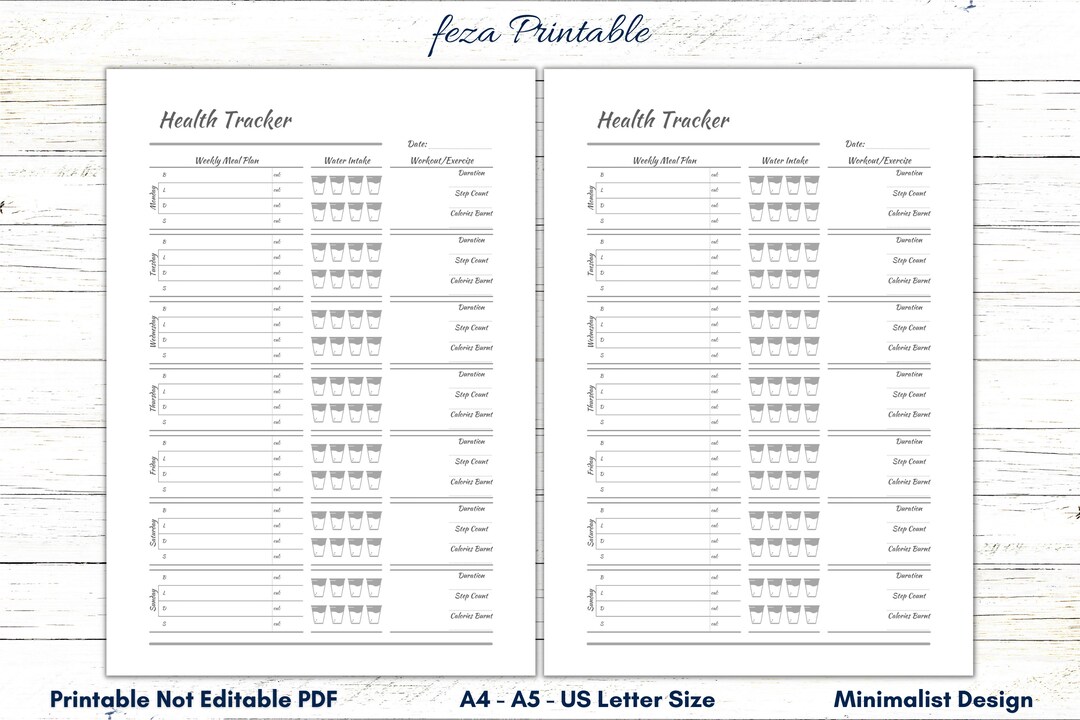 Health Tracker Printable, Health Planner, Wellness Log, Health Journal ...