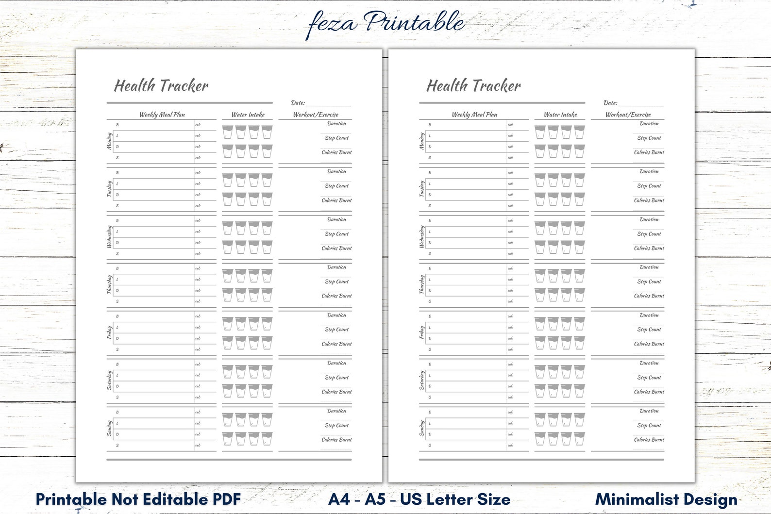 Health Tracker Printable, Health Planner, Wellness Log, Health Journal ...