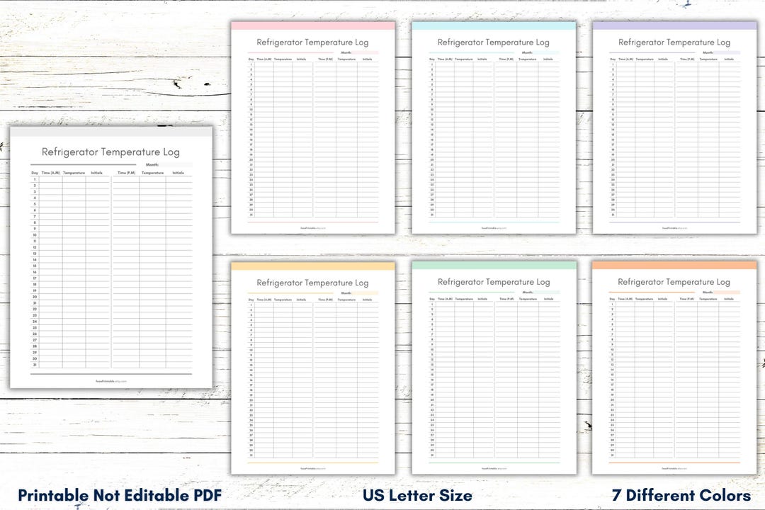 Refrigerator Temperature Log, US Letter (PDF) - Etsy