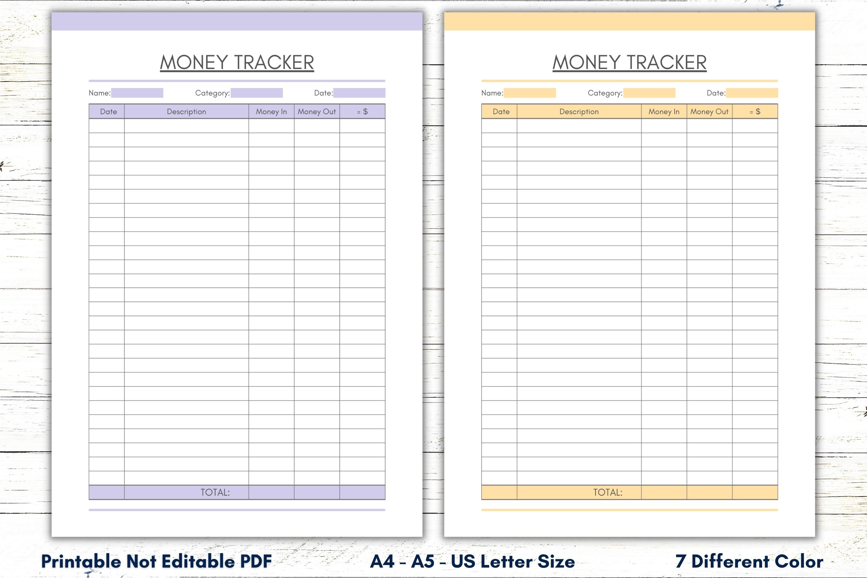 Printable Money Tracker, Printable Personal Finance Tracker, Money Log ...