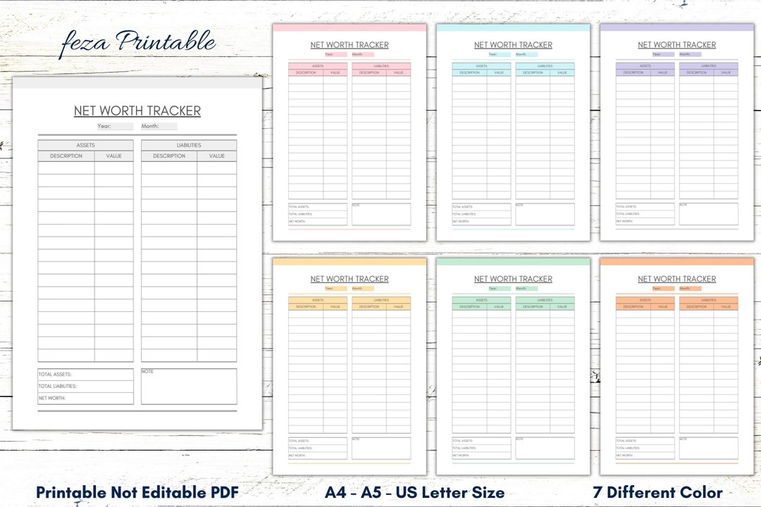 Printable Net Worth Tracker, Net Worth Planner, Net Worth Sheet ...