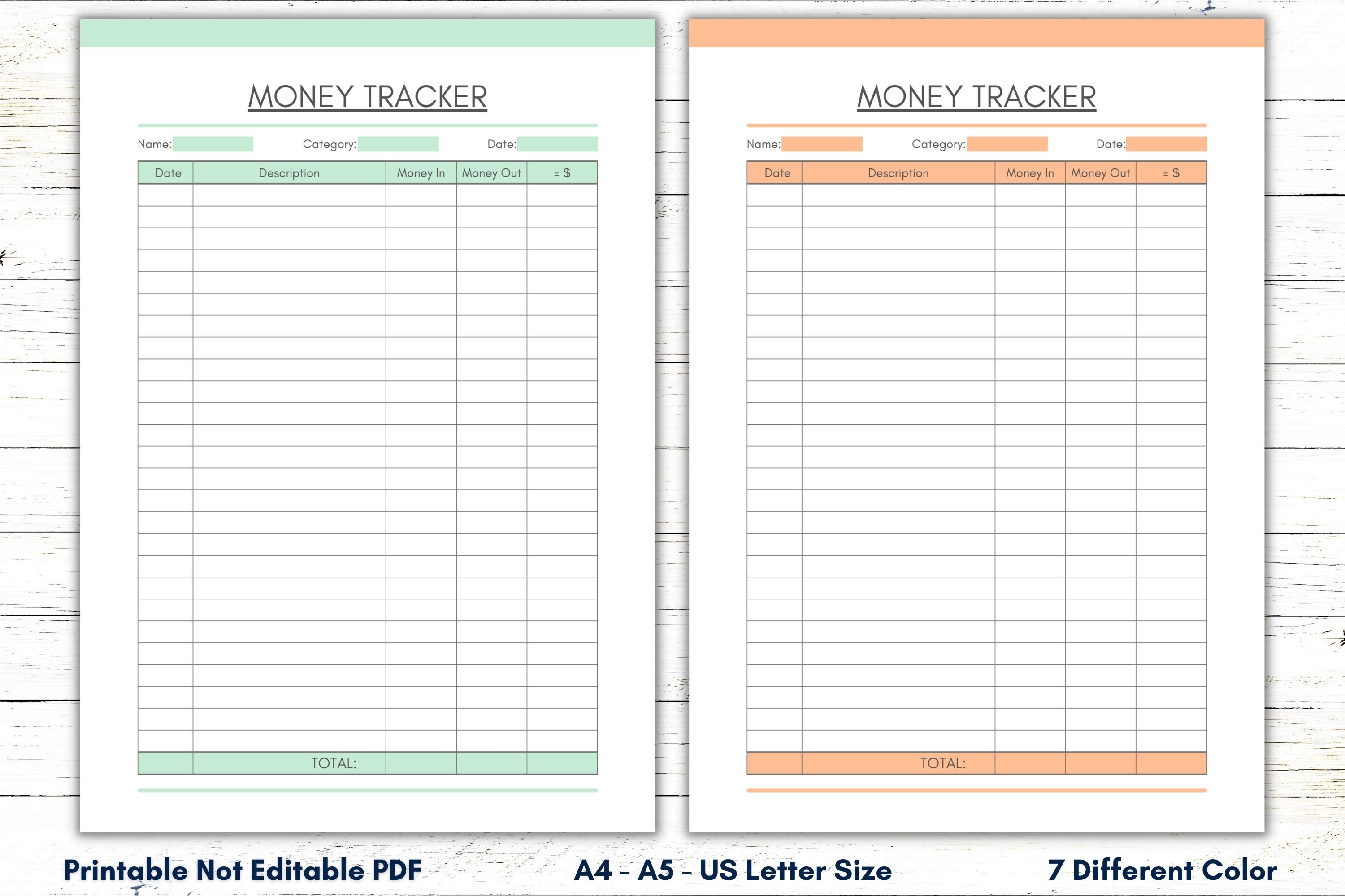 Printable Money Tracker, Printable Personal Finance Tracker, Money Log ...