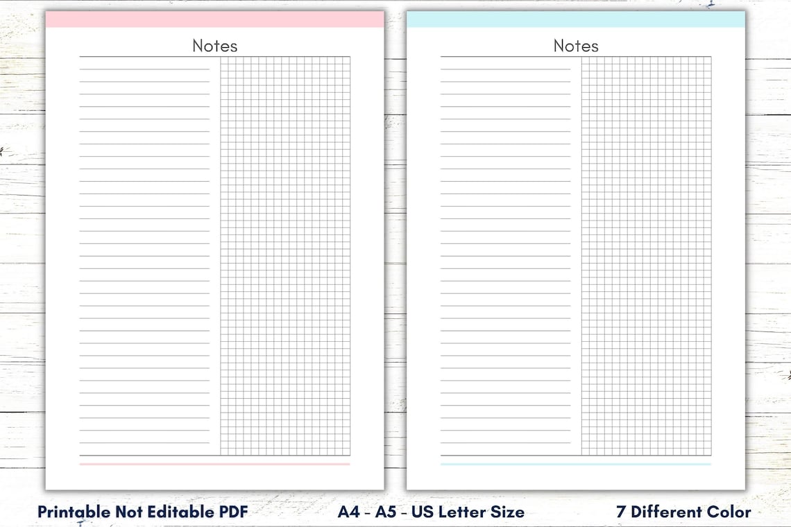 Printable Lined and Grid Note Pages Template, Lined Grid Note Page ...