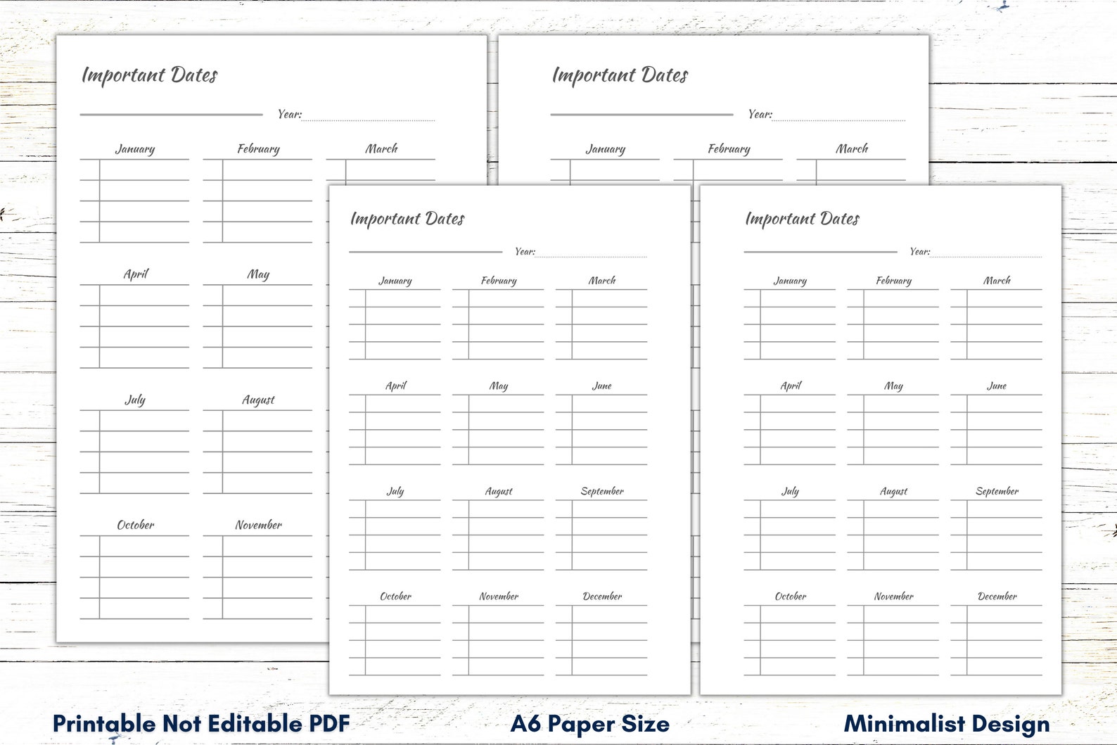 A6 Important Dates Printable, Important Dates Planner, Important Dates ...