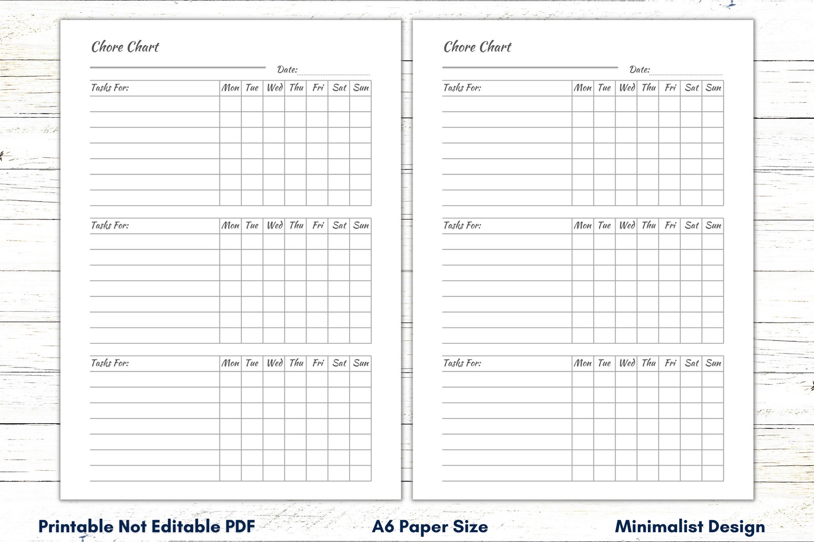 A6 Chore Chart, Daily Chore Chart, Daily Chore List, Daily Chore Chart ...