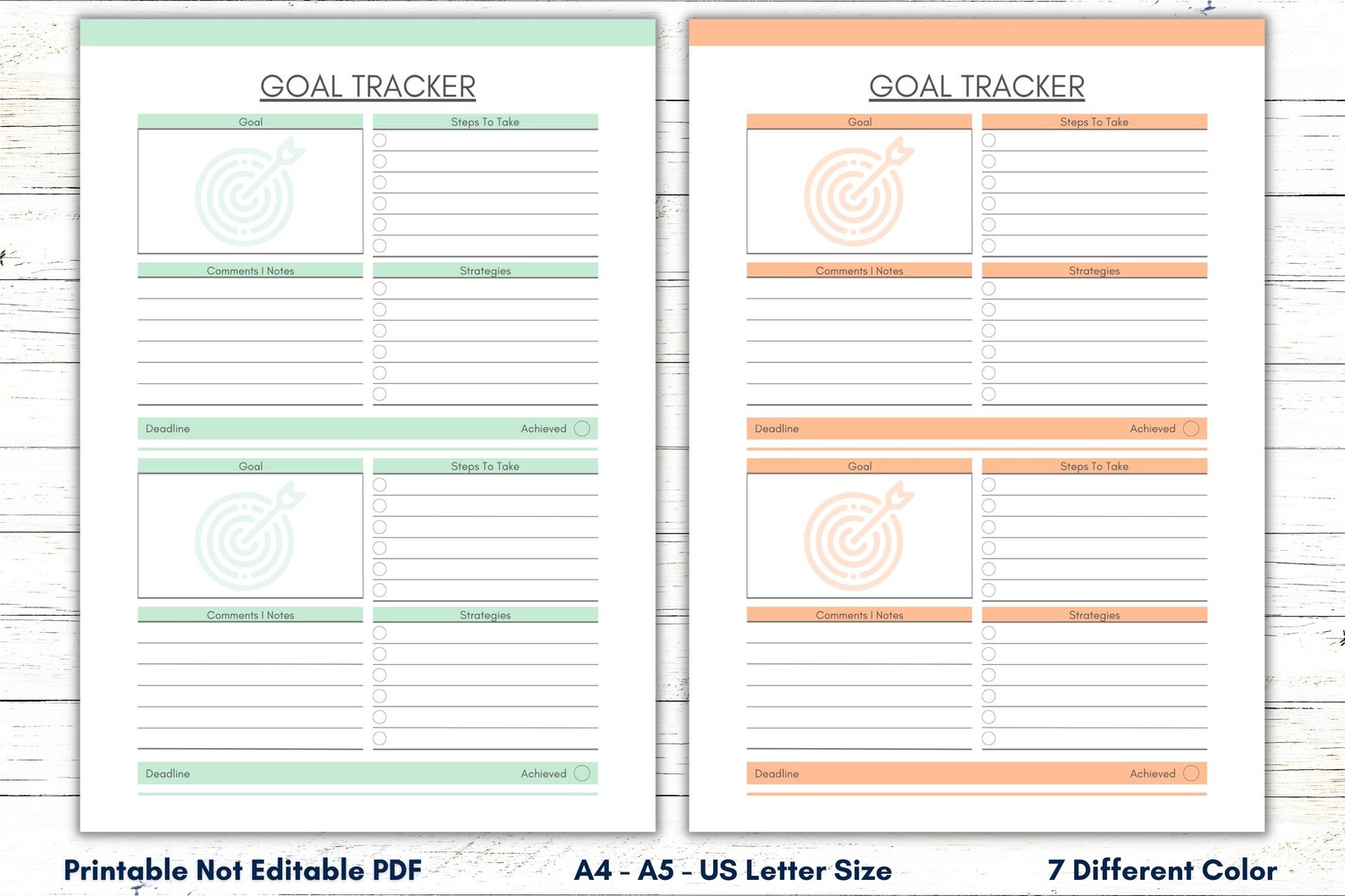 Printable Goal Tracker, Printable Goal Planner, Printable Goal Tracking ...