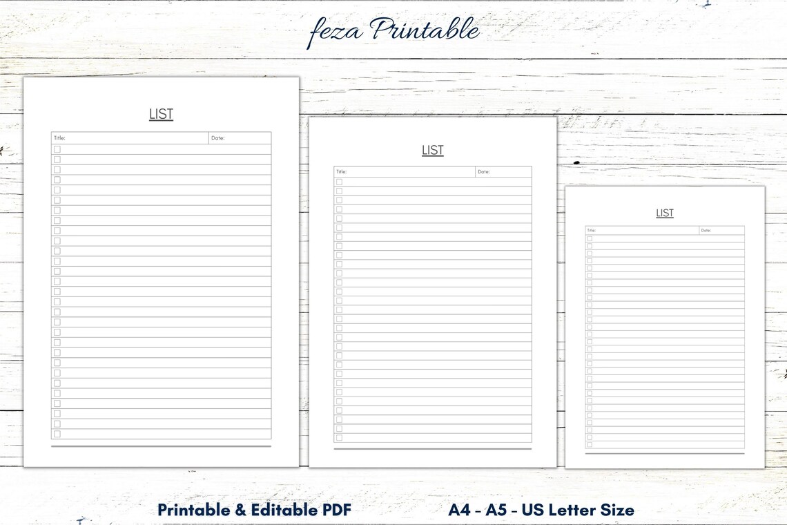 Blank List Editable Fillable Printable Template, Blank List Page, Blank ...