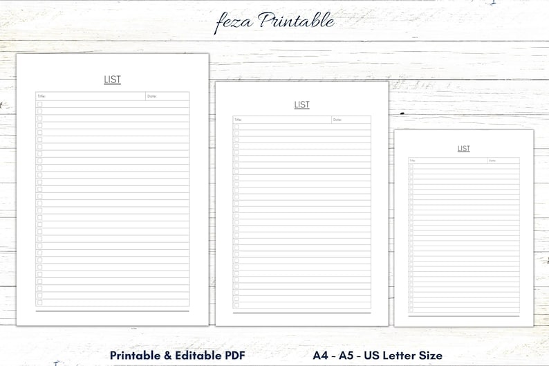 Blank List Editable Fillable Printable Template, Blank List Page, Blank ...