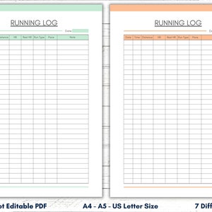 Printable Running Log Template, Running Diary Sheet, Running Journal ...