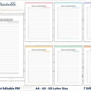 Printable Daily Achievements Tracker, Achievements Overview, Daily ...