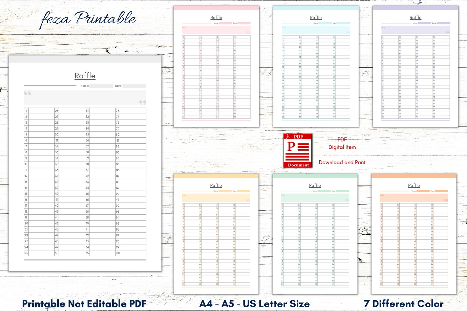 Raffle List Printable Template, Blank List Numbered, Raffle Template ...