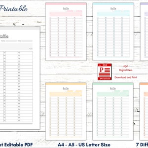 Raffle List Printable Template, Blank List Numbered, Raffle Template ...