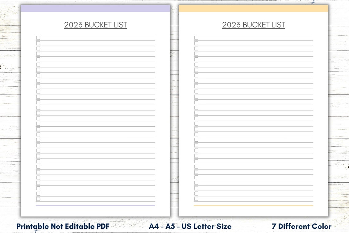 2023 Bucket List Printable Template, 2023 Goals Planner, 2023 Calendar ...