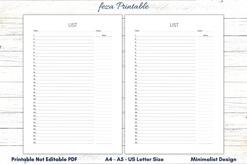 Blank List Template, Blank Lists, Numbered List, Printable List, List ...
