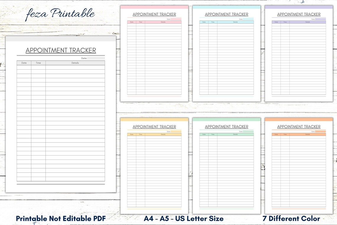 Printable Appointment Tracker, Appointment Planner, Appointment Sheet ...