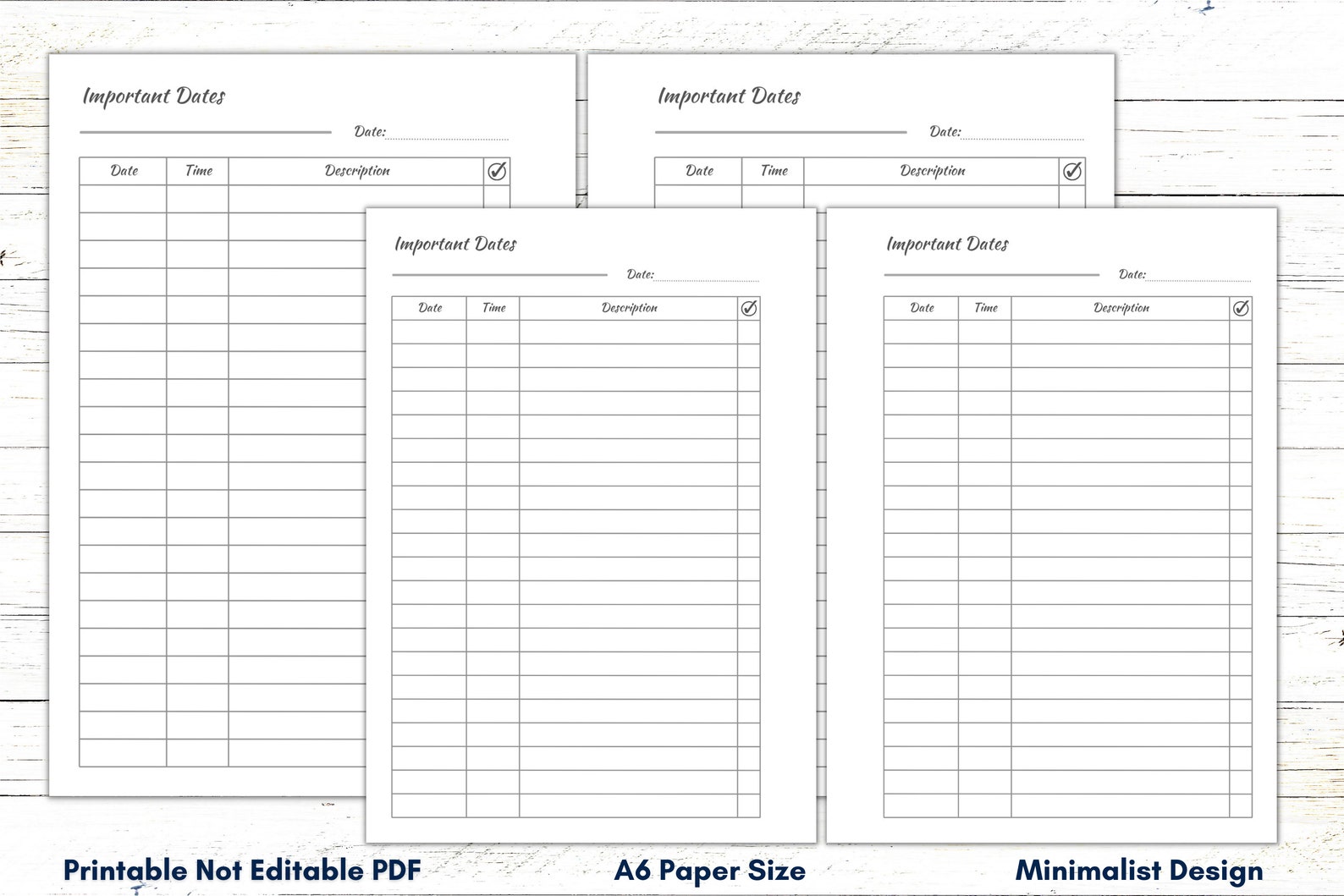 A6 Important Dates Printable, Important Dates Tracker, Important Dates ...