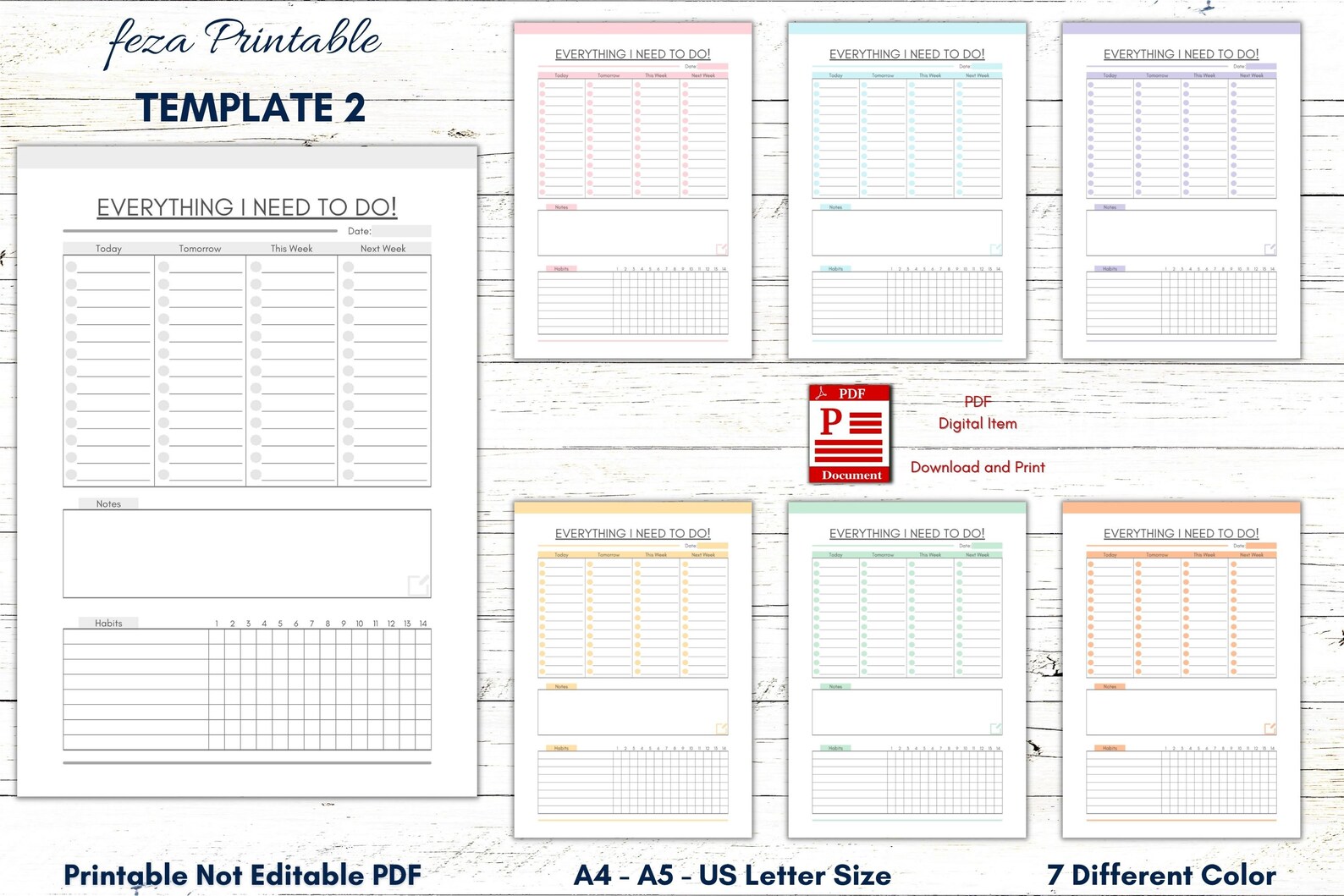 Printable Weekly Planner, Two Weekly to Do List, Printable Weekly Notes ...