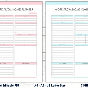 Work From Home Planner Sheet Printable Template, Productivity Planner ...