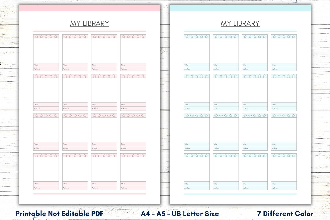 Library Planner Printable Template, Library Overview, Library List ...