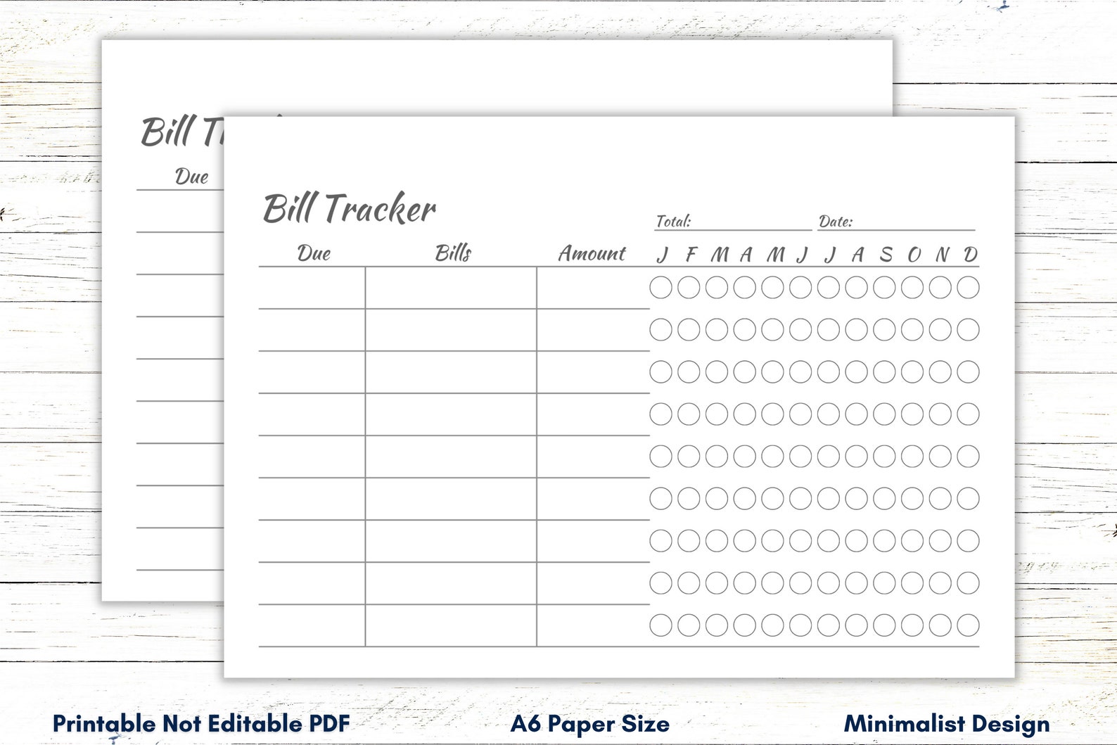 A6 Bill Tracker Printable Template, Bill Organizer, A6 Bills Tracker ...