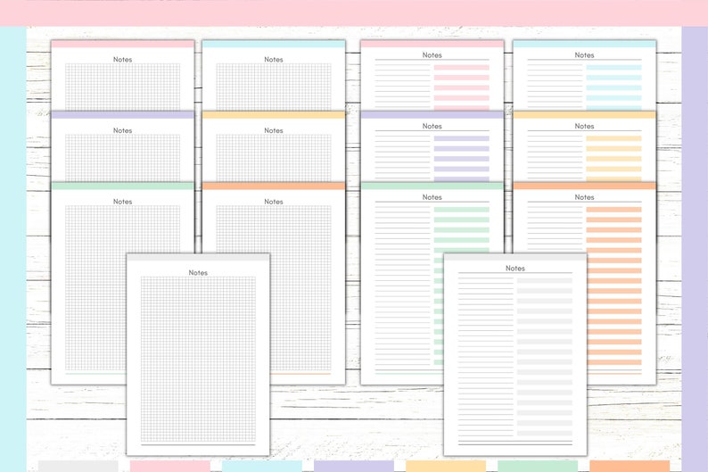 Colored Notes Pages Planner Template: A4, A5, US Letter (digital ...