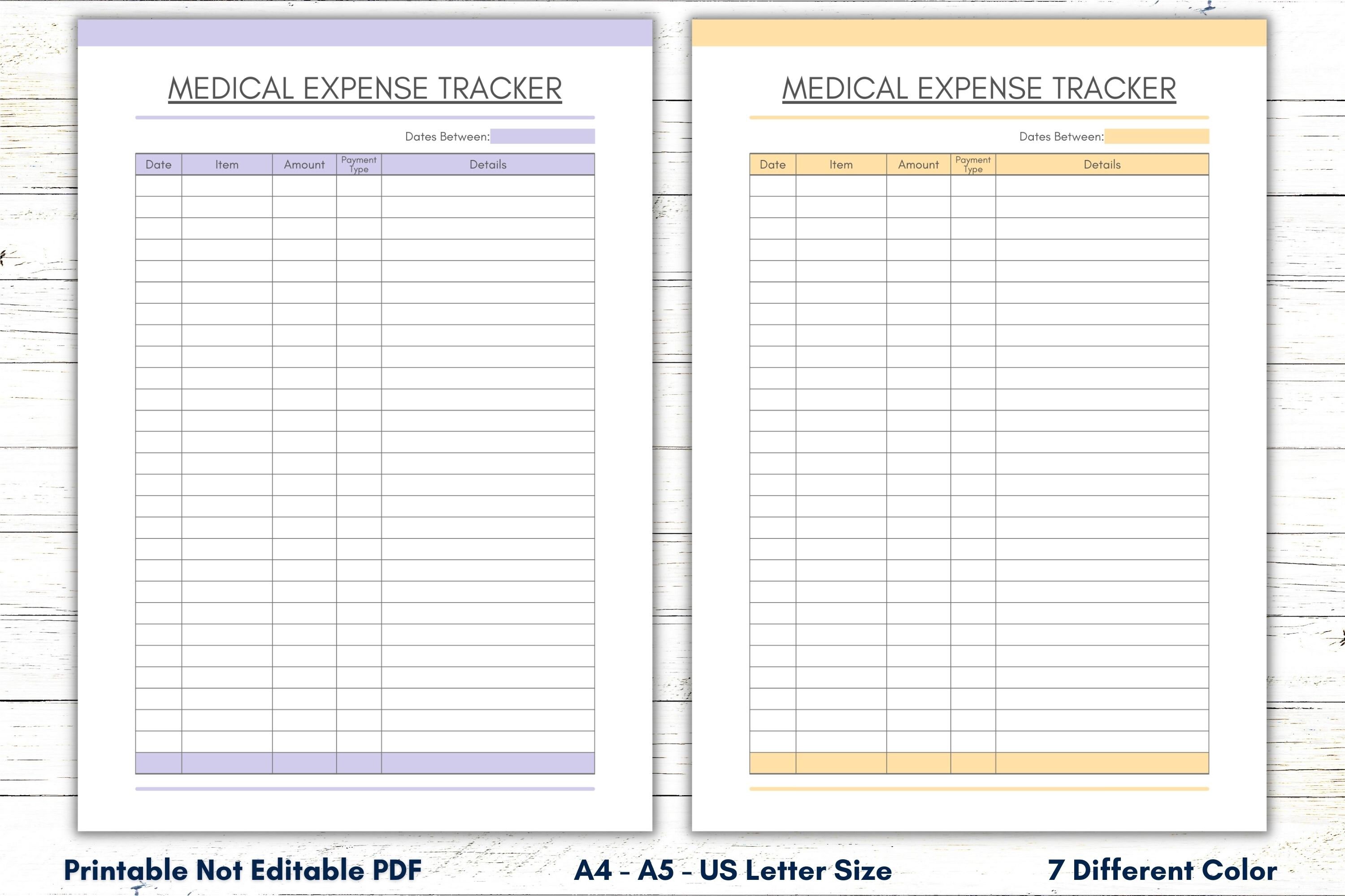 Printable Medical Expense Tracker, Medical Payment Tracker, Medical ...