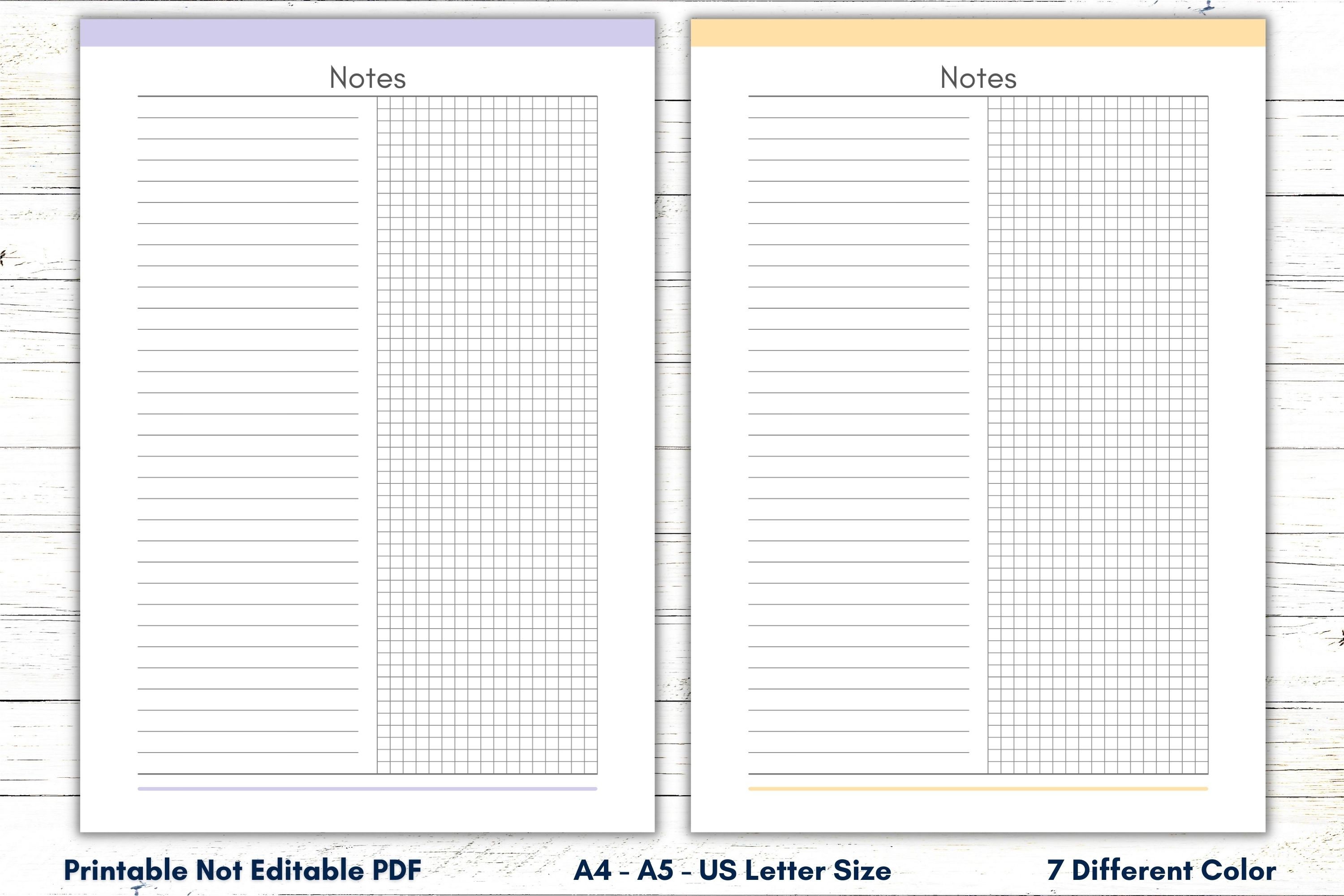 Printable Lined and Grid Note Pages Template, Lined Grid Note Page ...