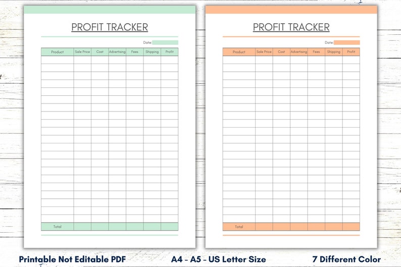 Printable Profit Tracker, Printable Profit Log, Printable Profit ...