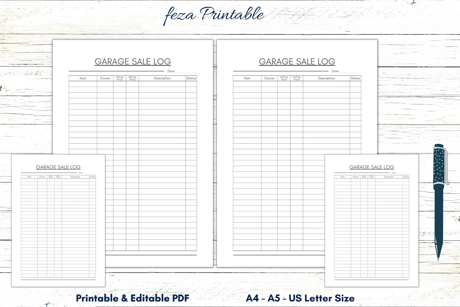 Printable Garage Sale Log, Editable Yard Sale Log, Sale Money Tracker ...