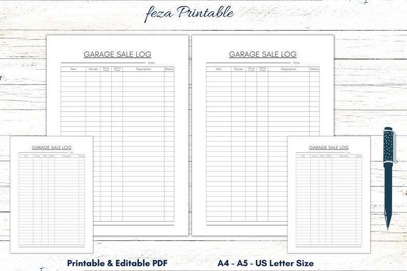Printable Garage Sale Log, Editable Yard Sale Log, Sale Money Tracker ...