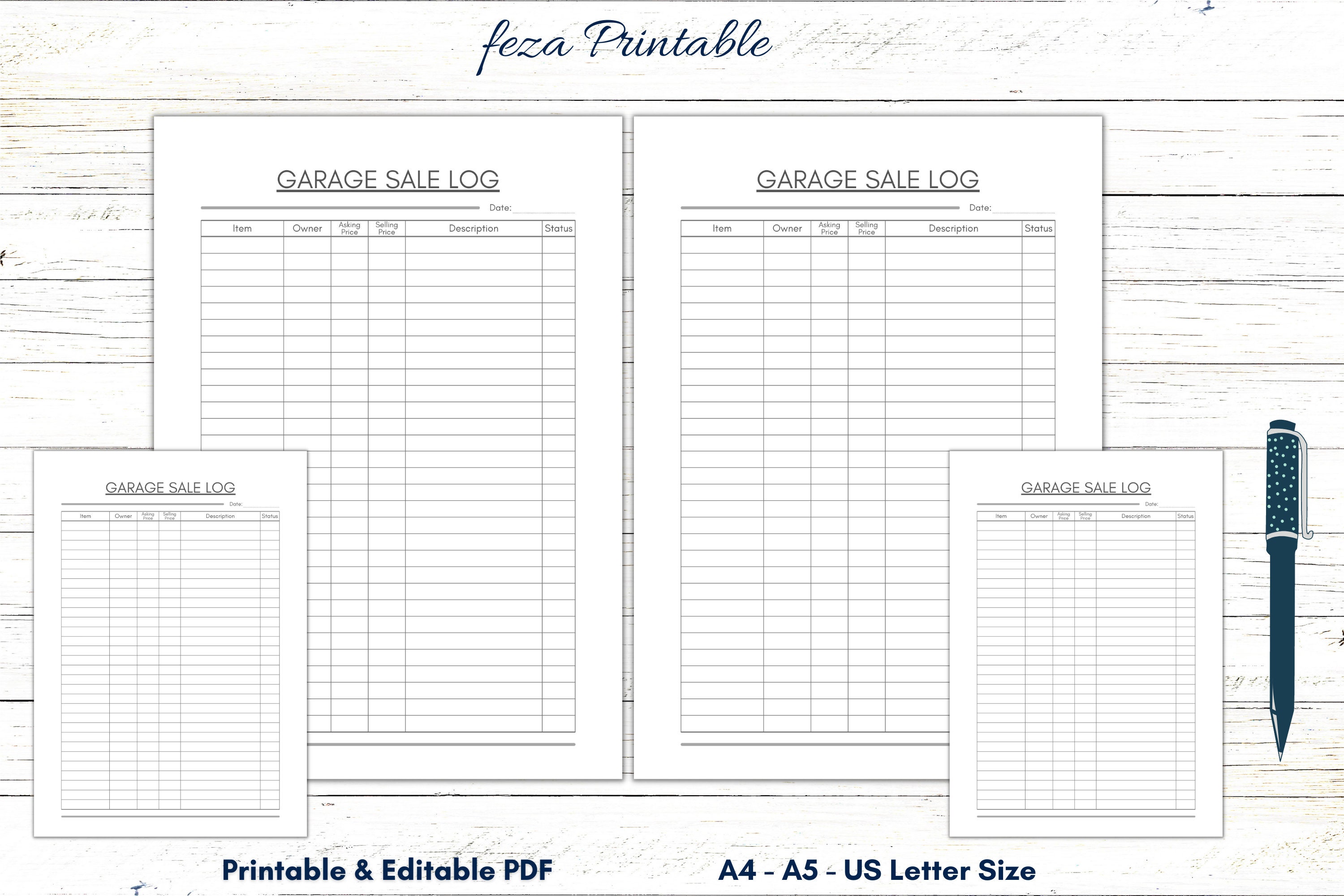 Printable Garage Sale Log, Editable Yard Sale Log, Sale Money Tracker ...