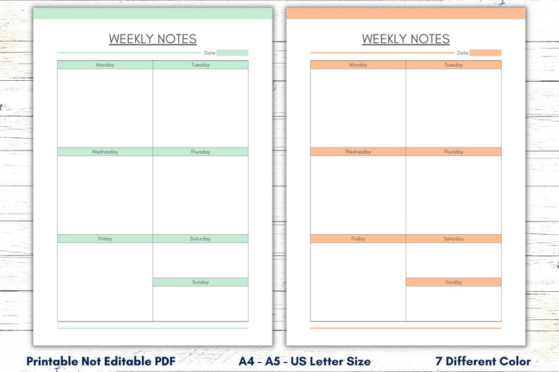 Printable Notes Pages Template, Note Taking Page, Weekly Notes Sheet ...