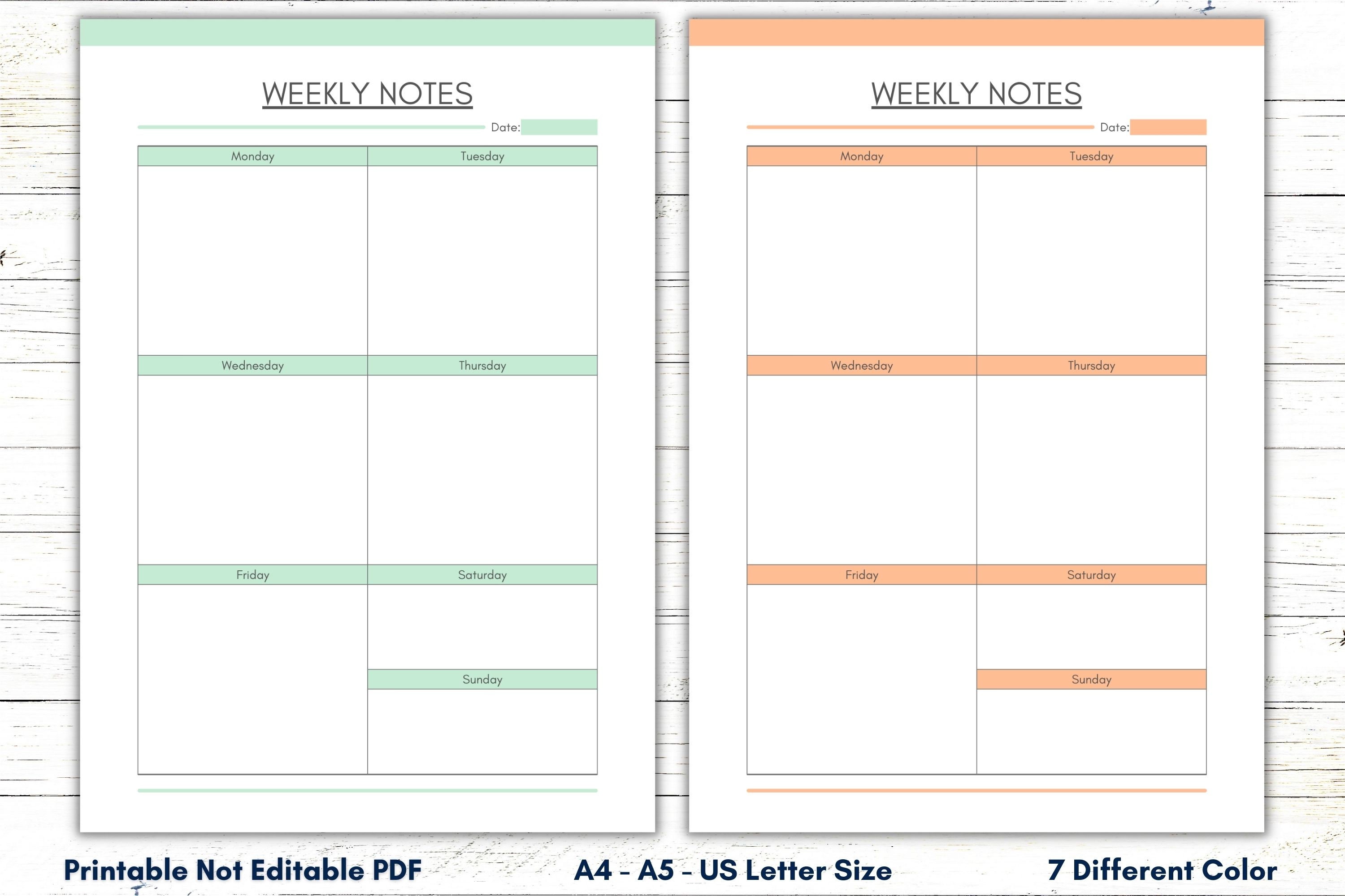 Printable Notes Pages Template, Note Taking Page, Weekly Notes Sheet ...