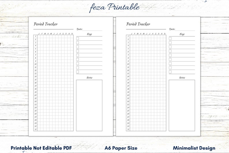 A6 Period Tracker Printable, Period Tracker Template, Menstrual Cycle ...