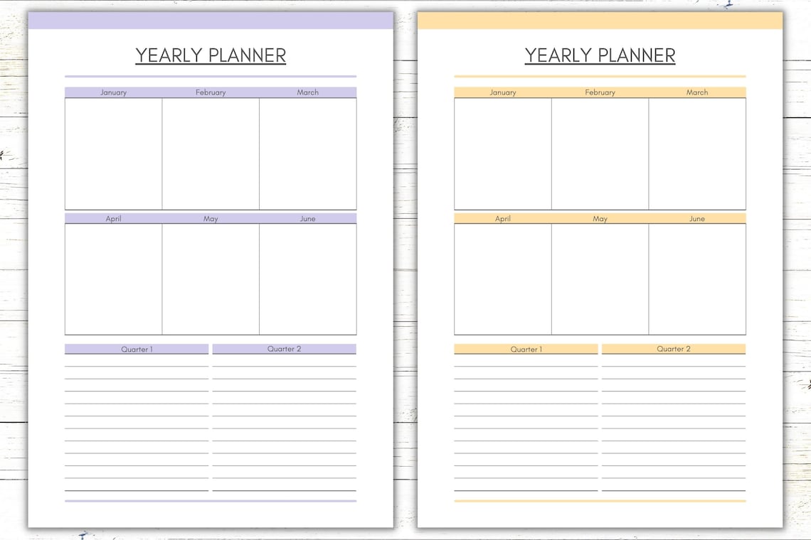 Printable Yearly Planner, Yearly Planner Insert, Yearly Template ...