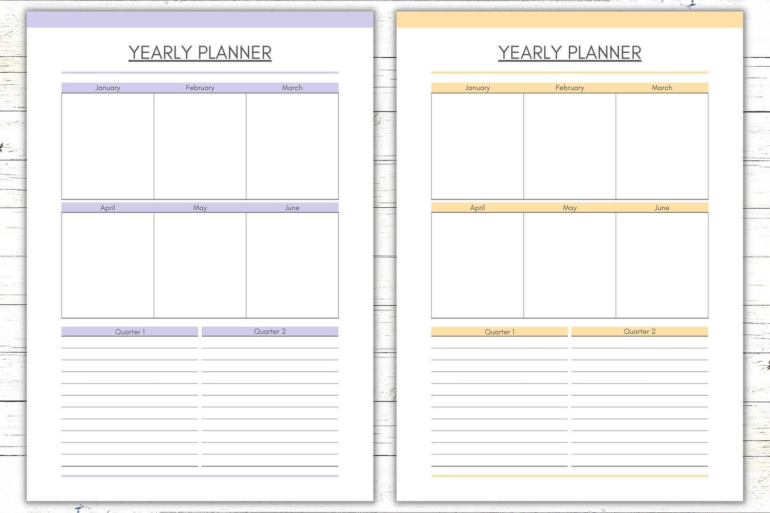 Printable Yearly Planner, Year at a Glance (PDF) - Etsy