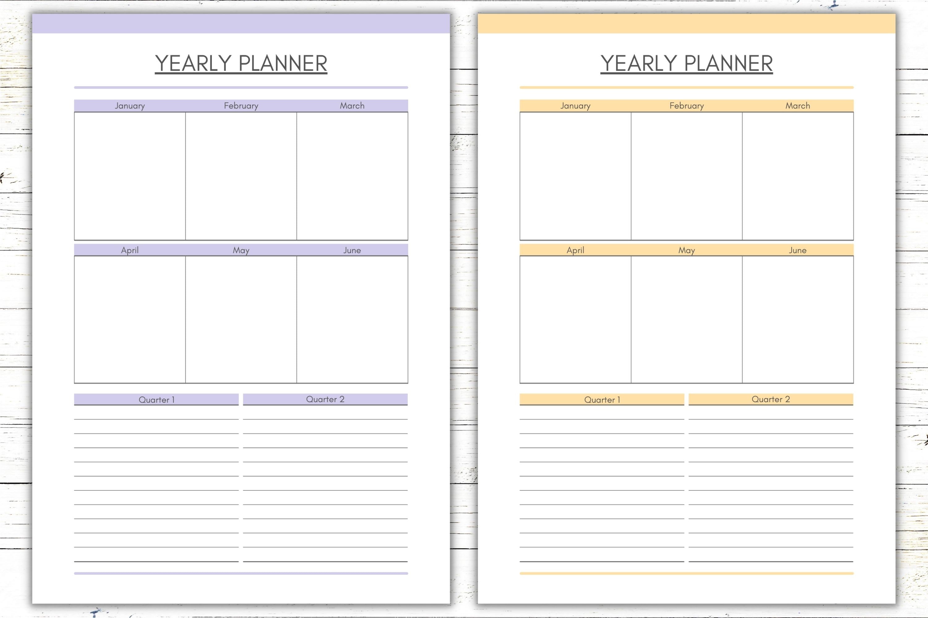 Printable Yearly Planner, Yearly Planner Insert, Yearly Template ...